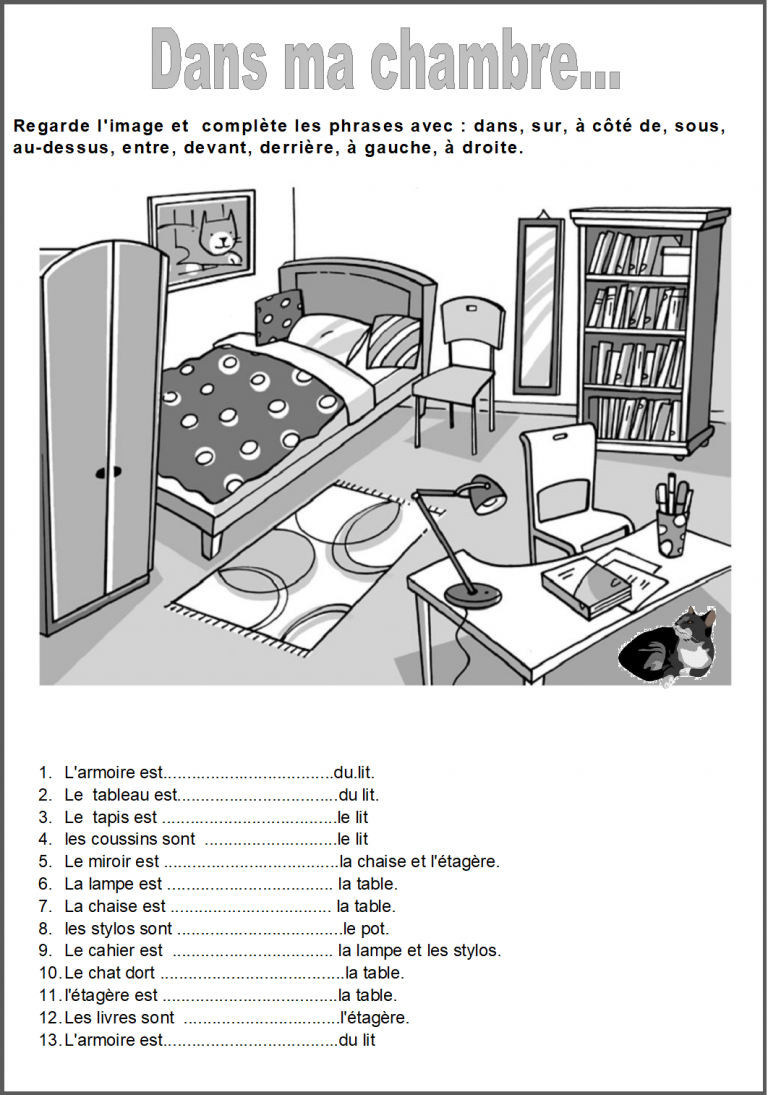 Mardi 21 avril 2020 : La chambre – prépositions de lieu – Apprendre le ...