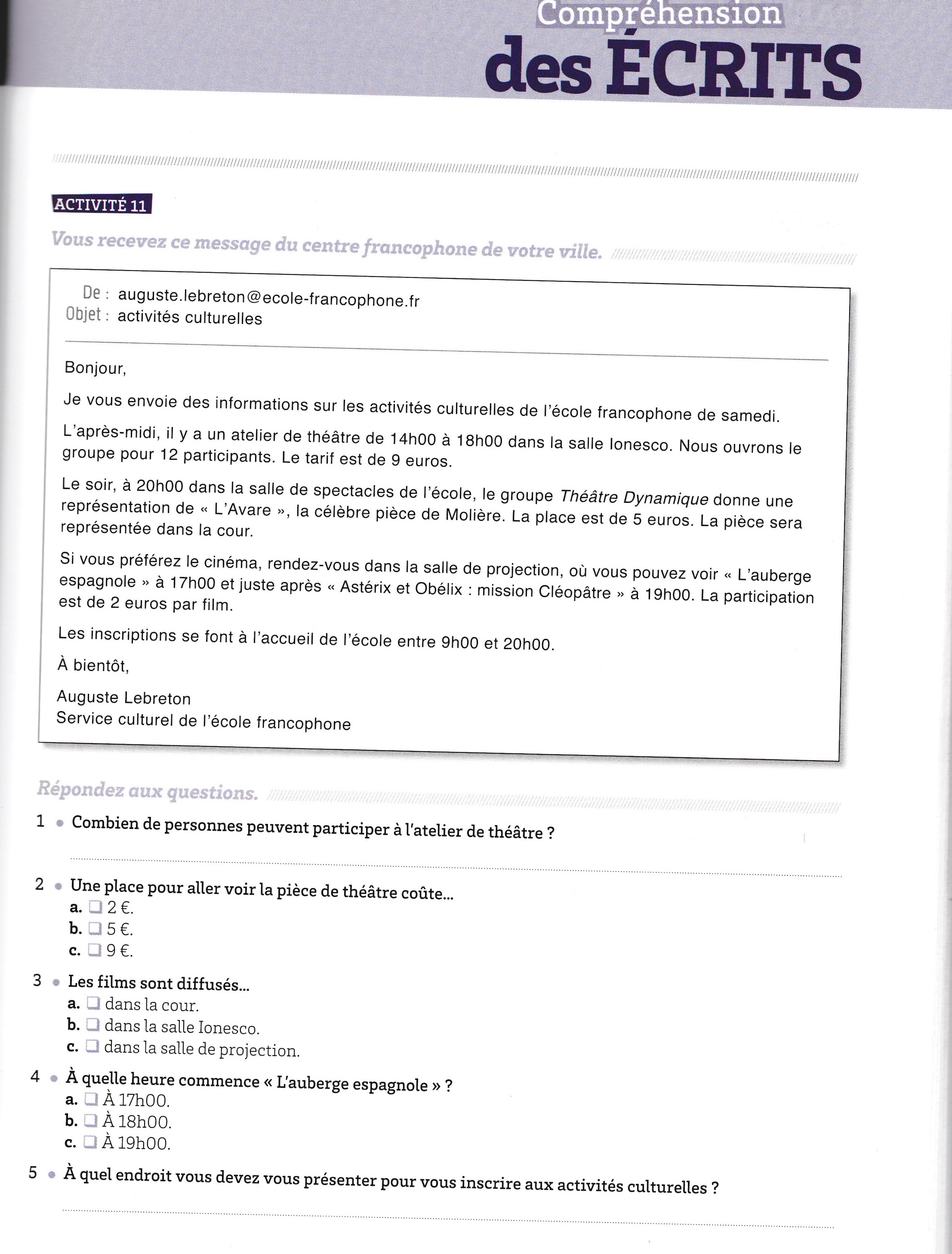 Exercices (grammaire/compréhension orale/compréhension écrite ...