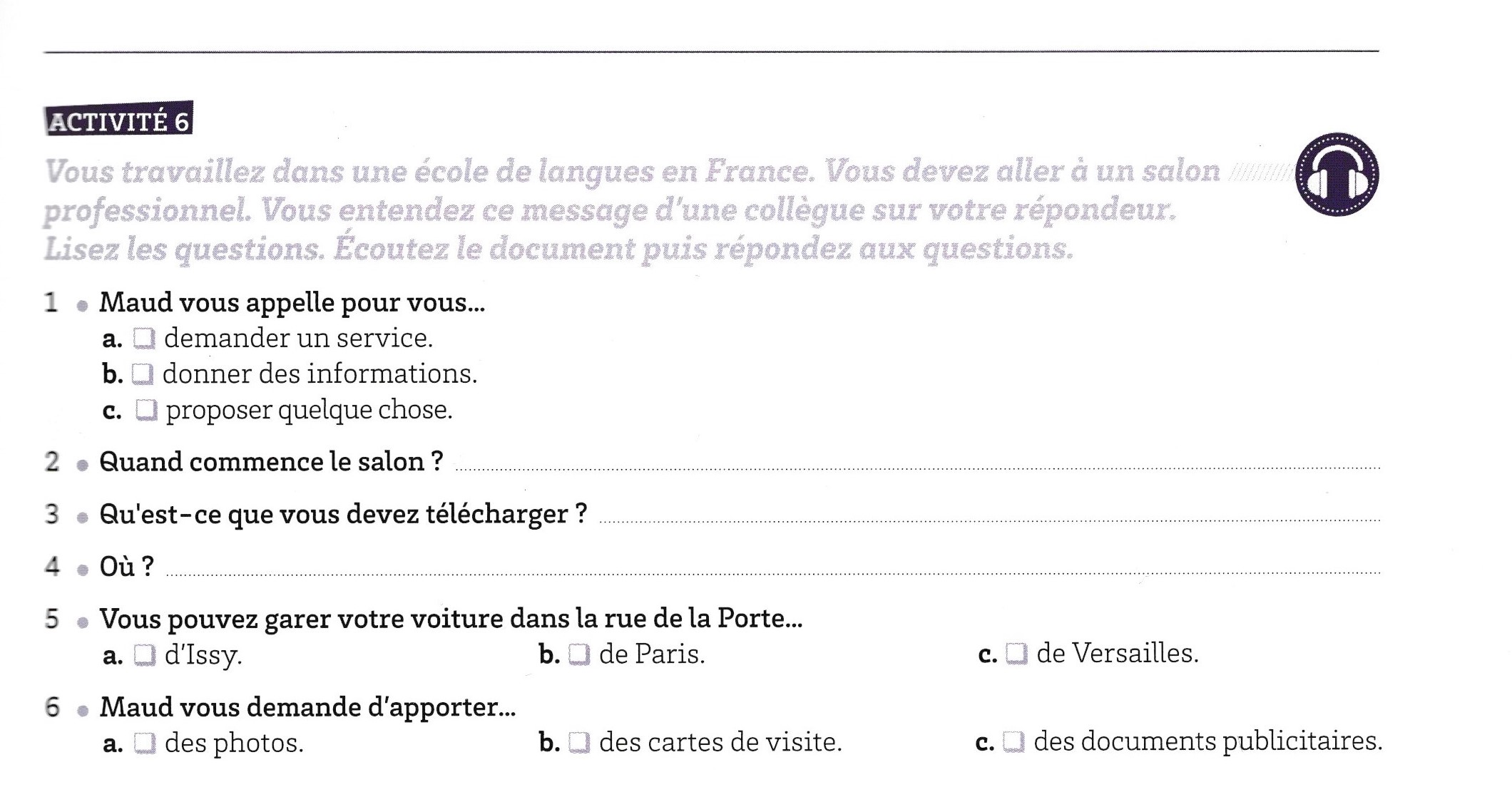 Exercices (grammaire/compréhension orale/compréhension écrite ...