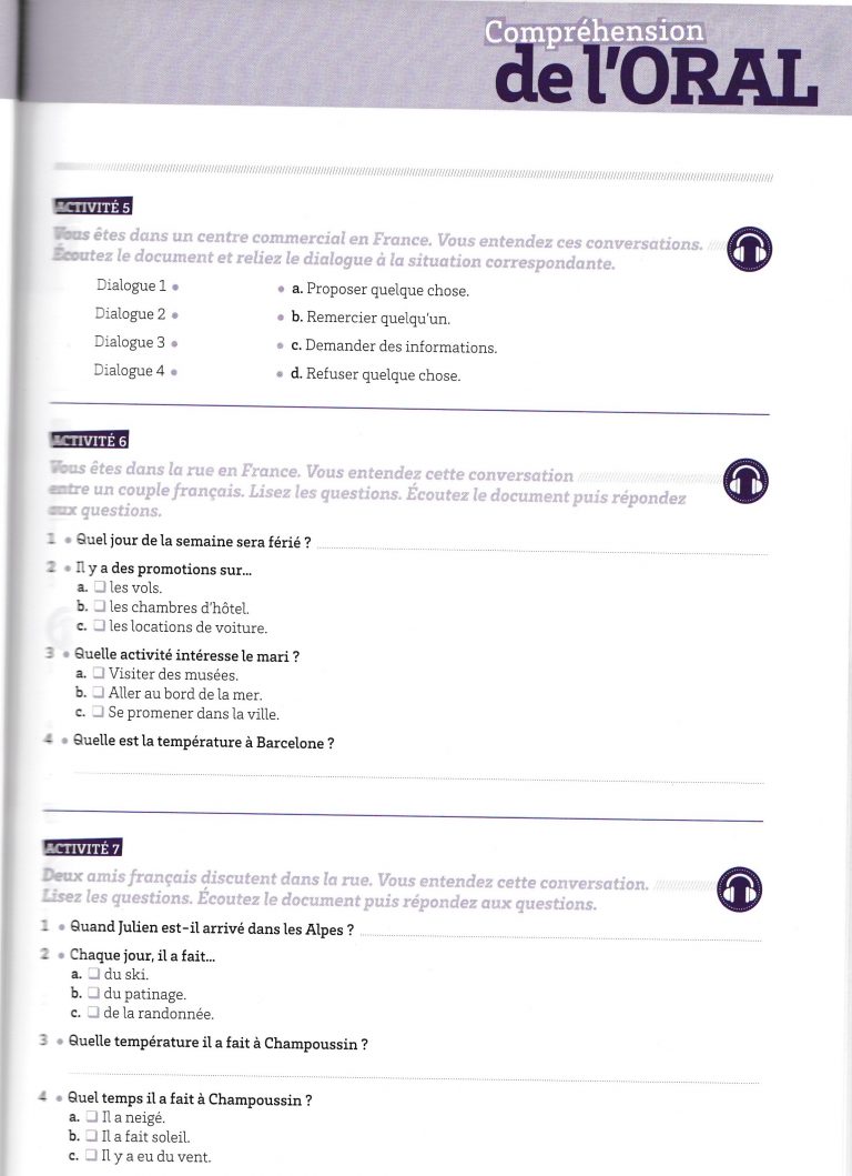 Exercices (grammaire/compréhension orale/compréhension écrite ...
