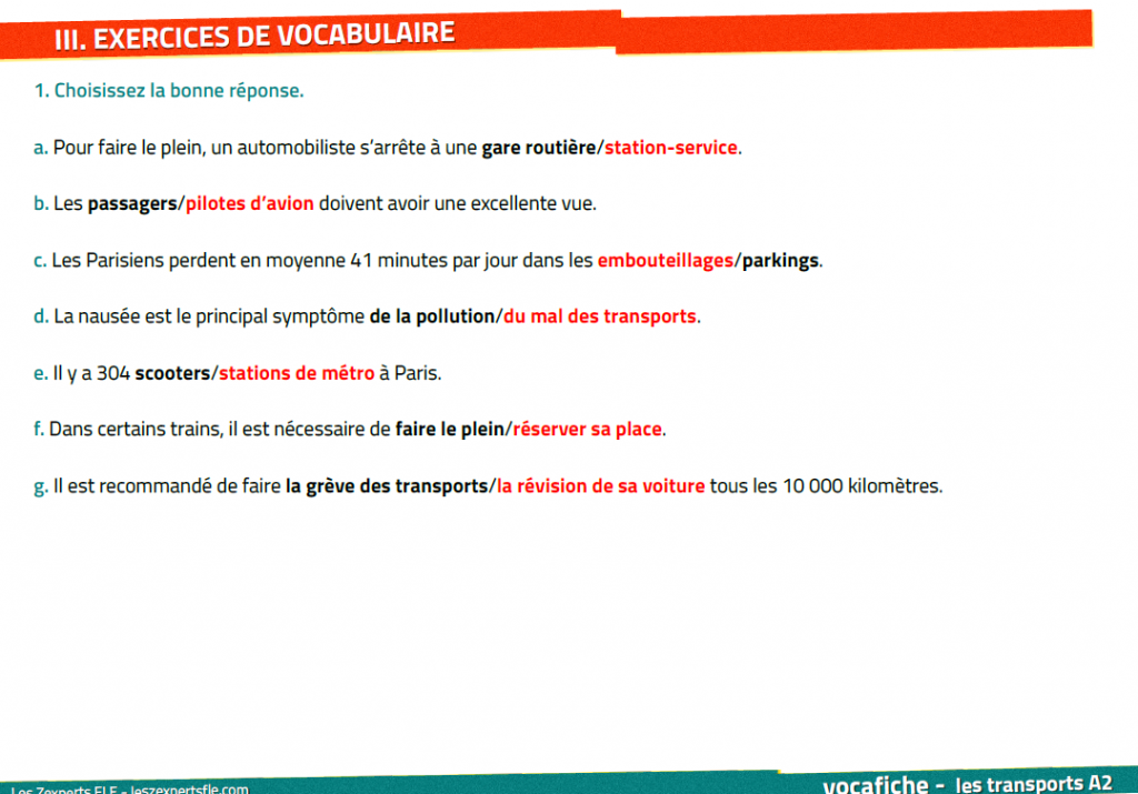 Lundi 3 avril 2023 : Vocabulaire des transports – Apprendre le français ...