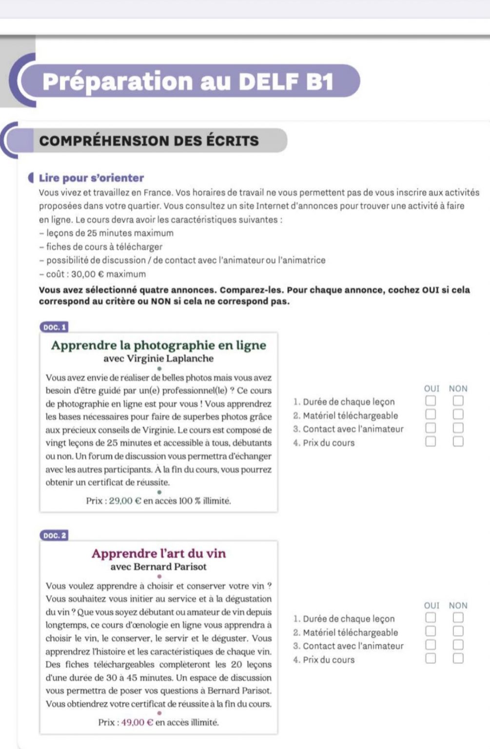 20/11 : Compréhension écrite de préparation au delf B1 – Apprendre le ...